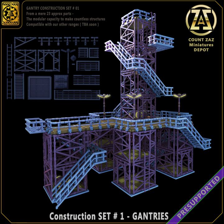 3D Printable Terrain - MODULAR GANTRY CONSTRUCTION SET #1 by Adam Rodgers