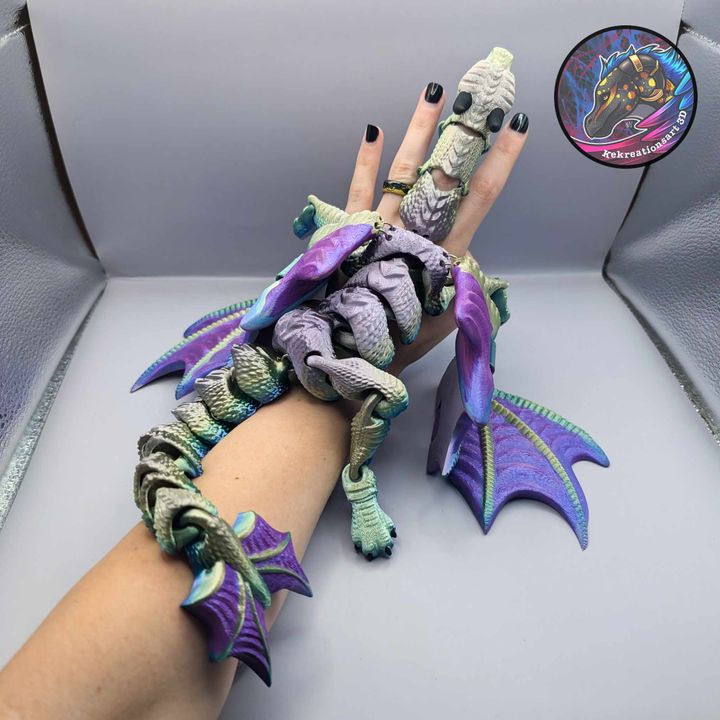 3D Printable Flexi Dragon Finger Arm Puppet by Kirsten M