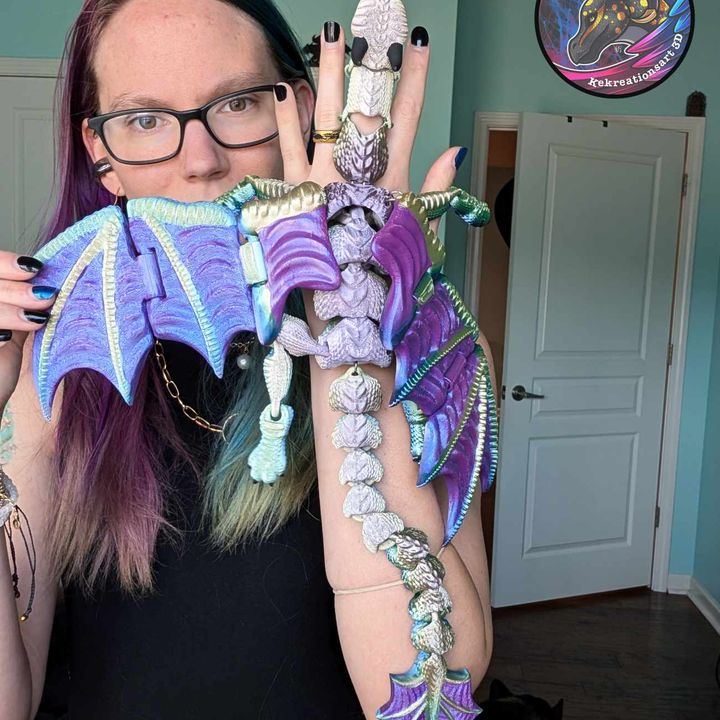 3D Printable Flexi Dragon Finger Arm Puppet by Kirsten M