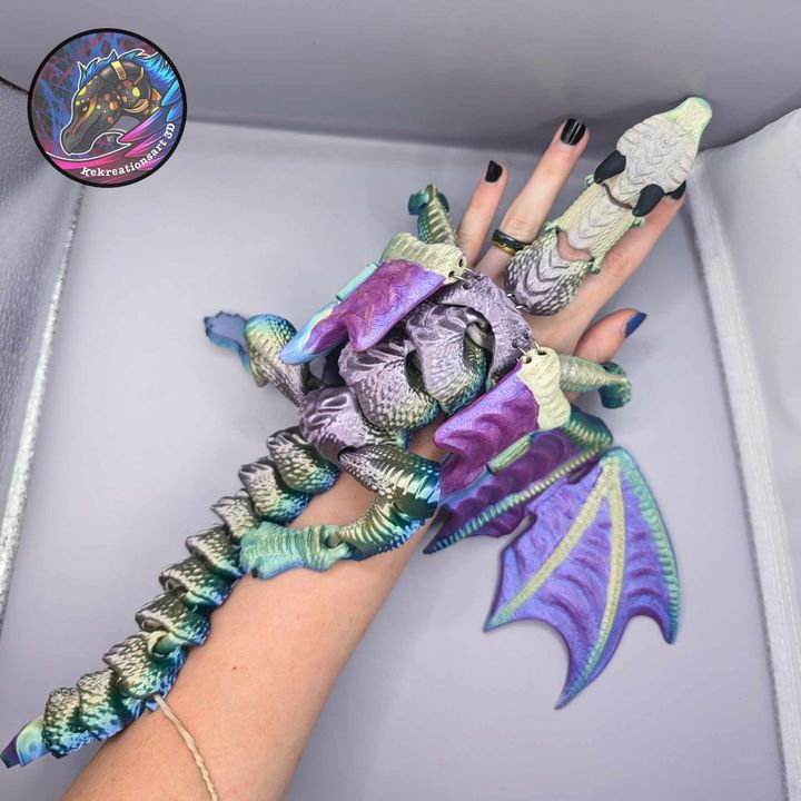 3D Printable Flexi Dragon Finger Arm Puppet by Kirsten M