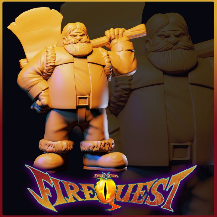 3D Printable Logman, Fire Quest Miniature - Pre-Supported by Epics N Stuffs