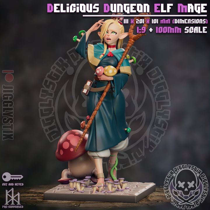 3D Printable Delicious Dungeon Elf Mage by Jigglystix