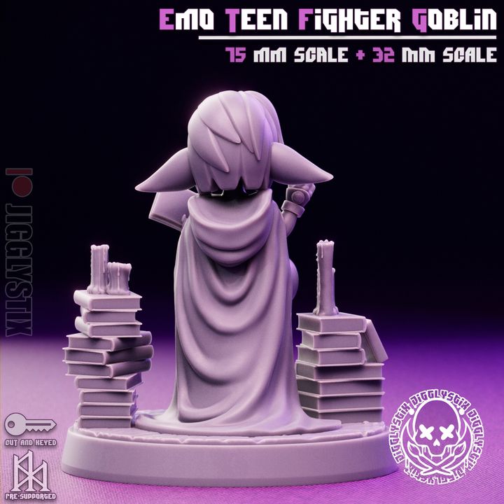 3D Printable Emo Teen Fighter Goblin by Jigglystix