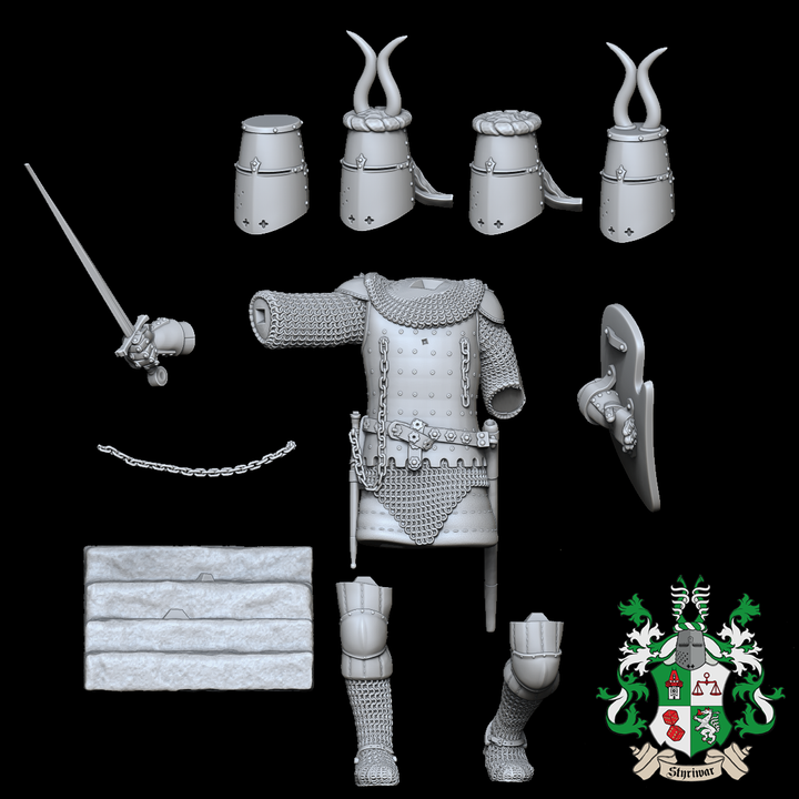 3D Printable Early 14th Century Knight with Great Helmet by Styriwar
