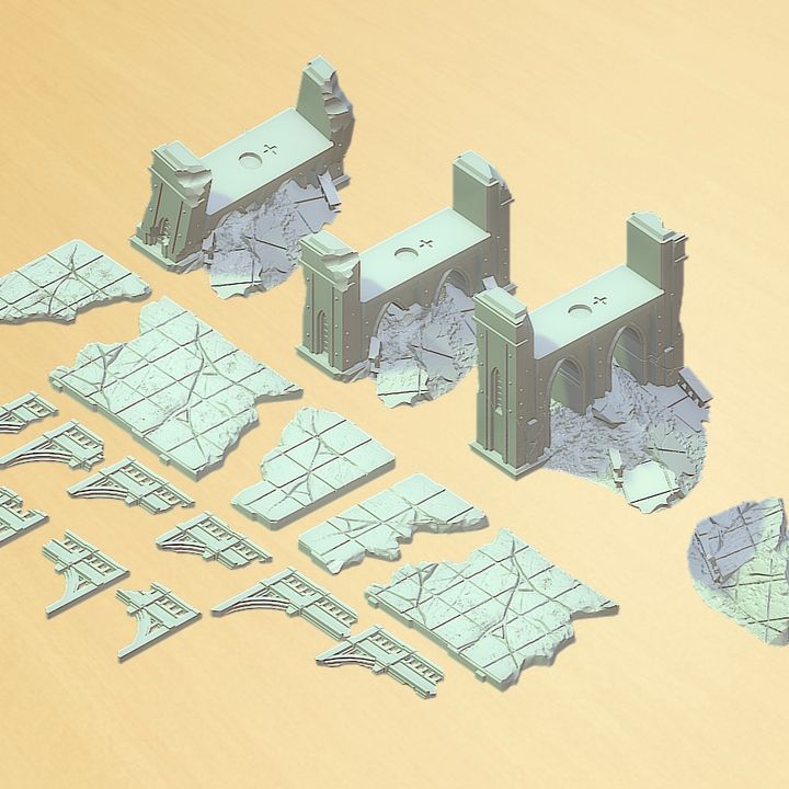 3D Printable Concretium - modular bridges by LumosMiniatureTerrain