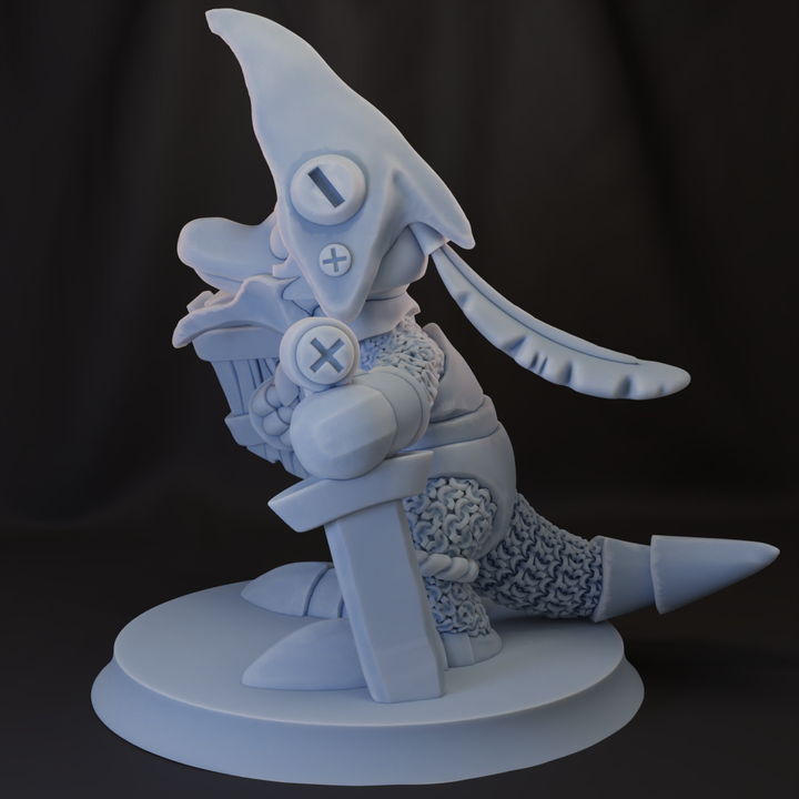 3D Printable kobold Crow with helm open, Knight Of the scrap metal ...