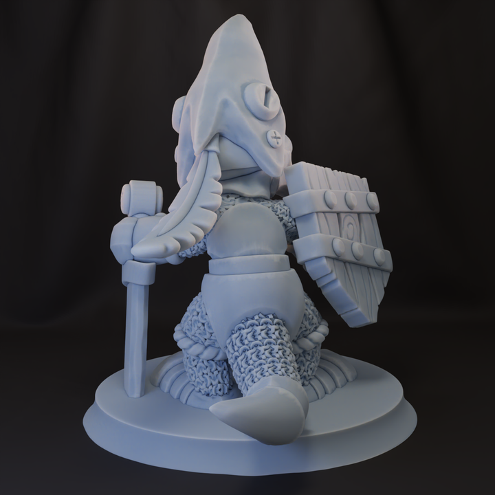 3D Printable kobold Crow with helm open, Knight Of the scrap metal ...