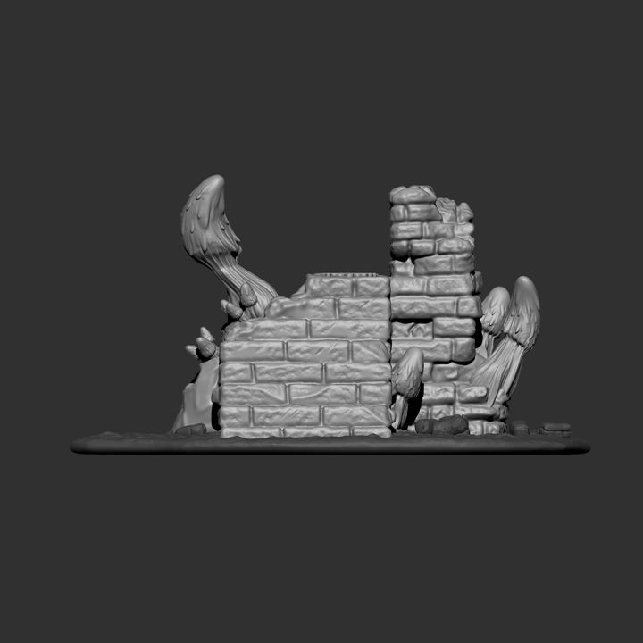 3D Printable Ruined stairs with mushrooms by Plain miniatures