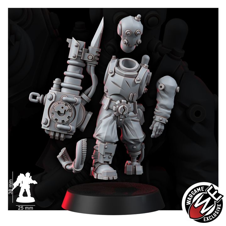 3D Printable MECHANIC ADEPT TECHNO ZOMBIE WITH THERMO LASER by Wargame ...