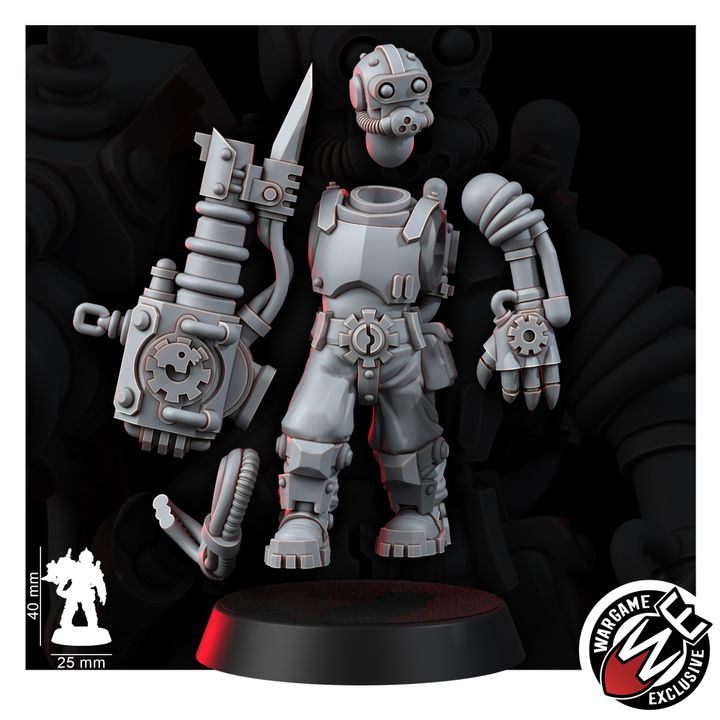 3D Printable MECHANIC ADEPT TECHNO ZOMBIE WITH THERMO LASER by Wargame ...