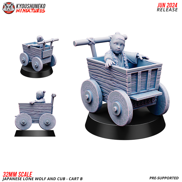 3D Printable Lone Cub Cart - B | Japanese Samurai by Kyoushuneko Miniatures