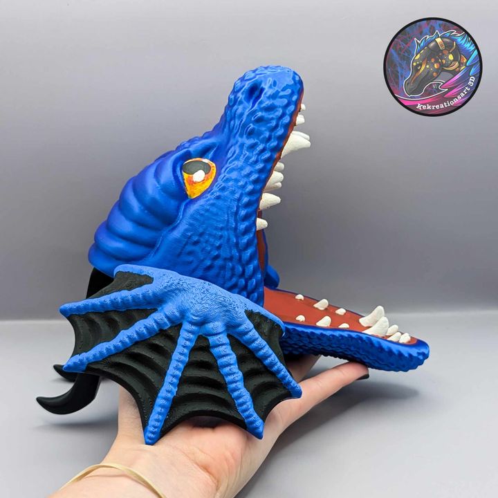 3D Printable Customizable Dragon Hand Puppet by Kirsten M