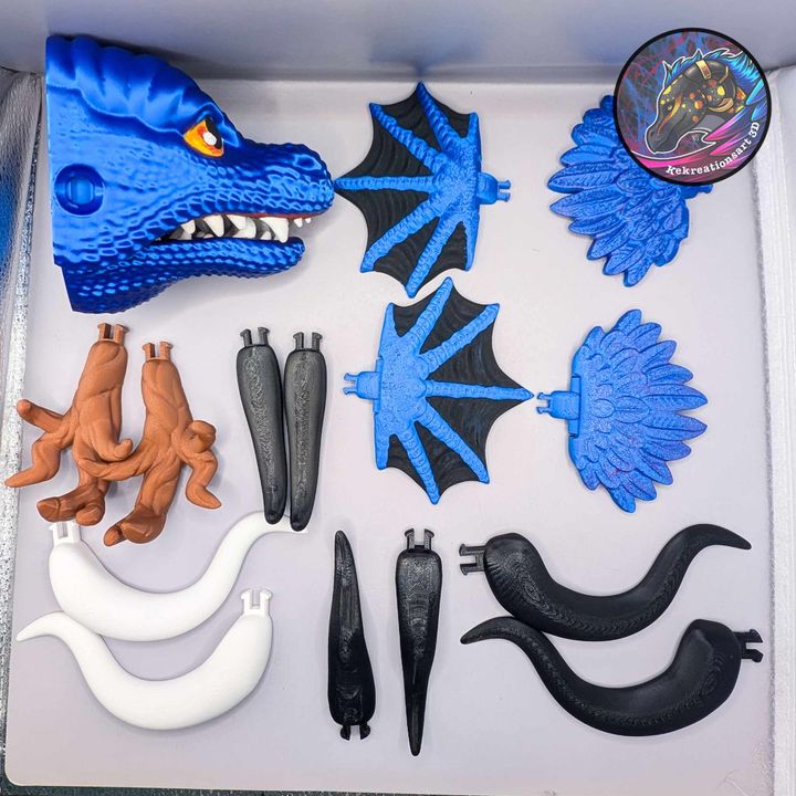 3D Printable Customizable Dragon Hand Puppet by Kirsten M