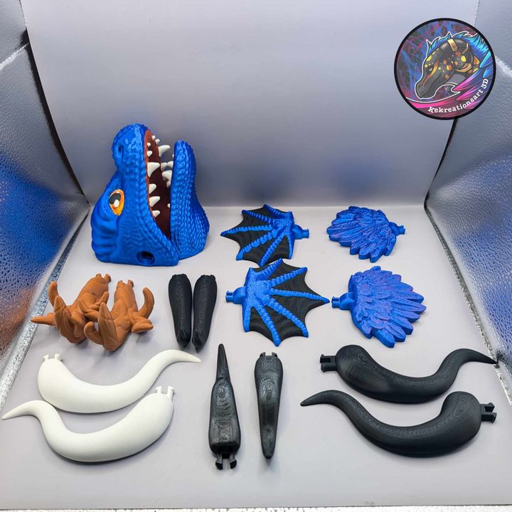 3D Printable Customizable Dragon Hand Puppet by Kirsten M