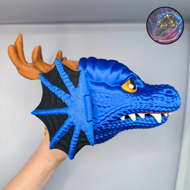 3D Printable Customizable Dragon Hand Puppet by Kirsten M