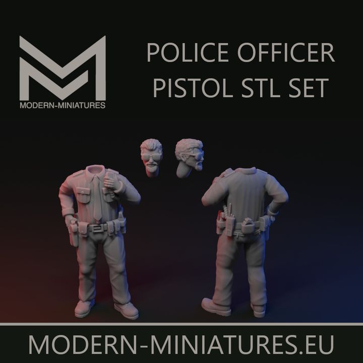 3D Printable 28mm Police Officers & Cop Miniatures with modular heads ...