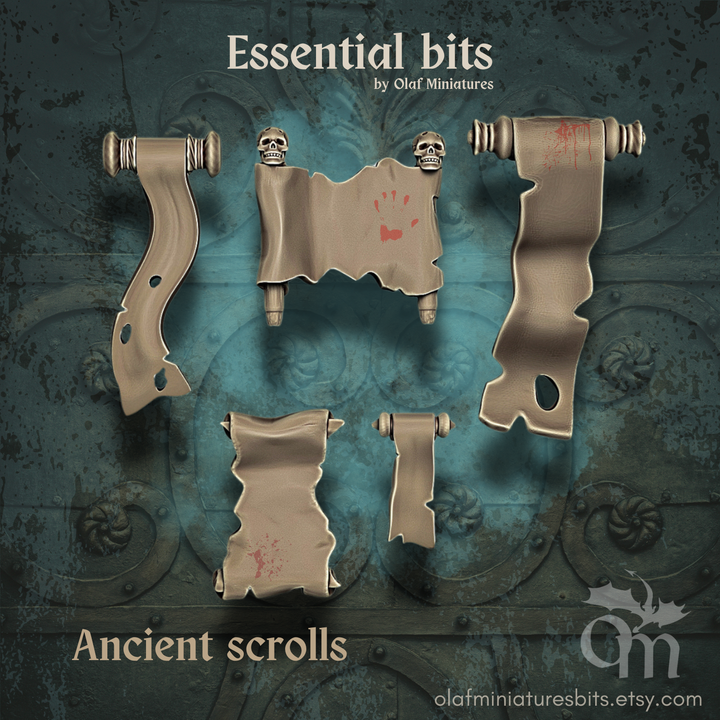 3D Printable Ancient scrolls by Olaf Miniatures Bits