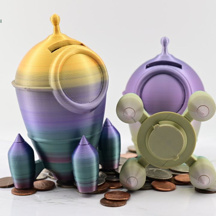 3D Printable Cobotech Rocket Piggy Bank by Cobotech - Space Themed ...