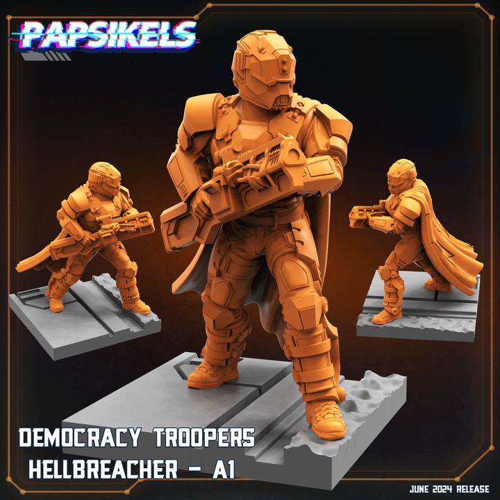 3D Printable DEMOCRACY TROOPER HELLBREACHER by PAPSIKELS MINIATURES