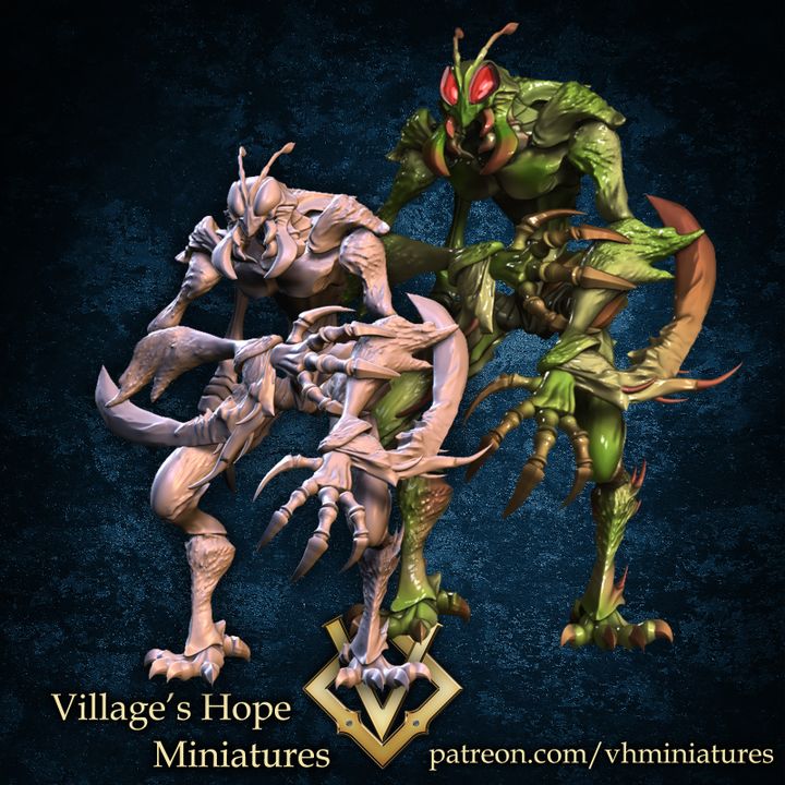 3D Printable Insect Queen's Shadow guard / Mantis warrior [2pose] by ...