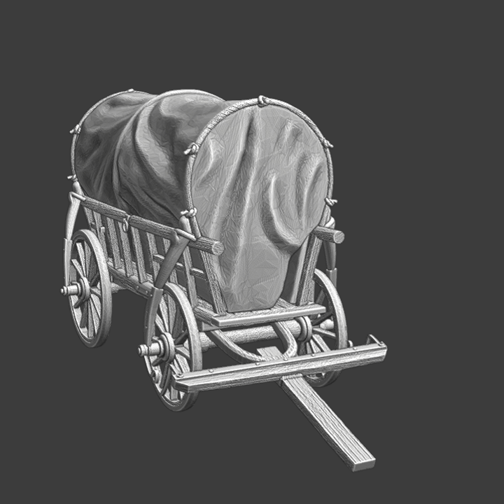 3D Printable Medieval Wagon with cover - Wargaming model by Northern ...