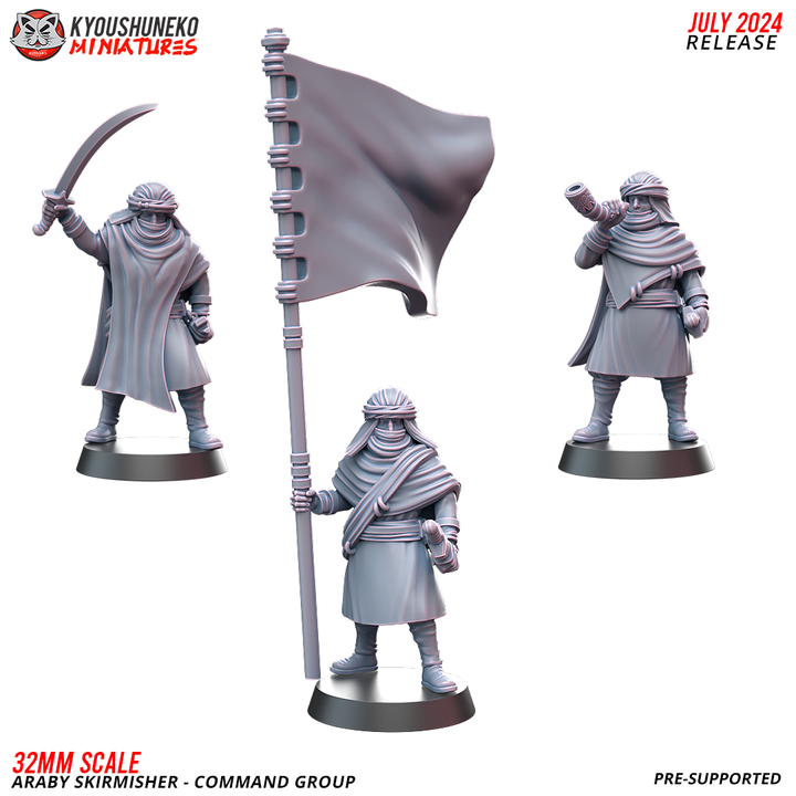 3D Printable Araby Skirmisher - Command Group by Kyoushuneko Miniatures