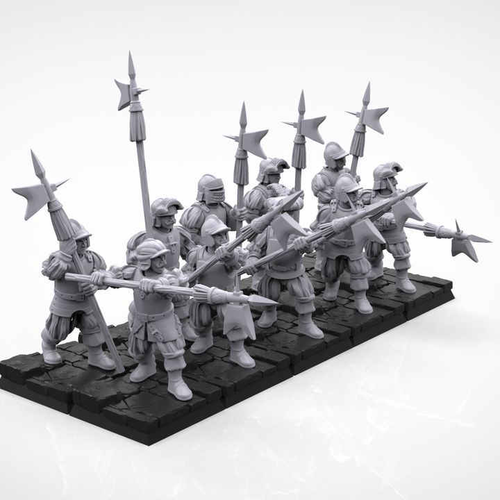3D Printable Spearmen or Halberds troops by Battles Realm Miniatures