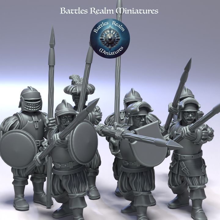 3D Printable Spearmen or Halberds troops by Battles Realm Miniatures