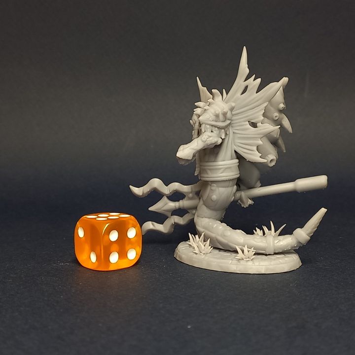 3D Printable Naga Lord - 32mm scale pre-supported miniature by SCULPTOONER