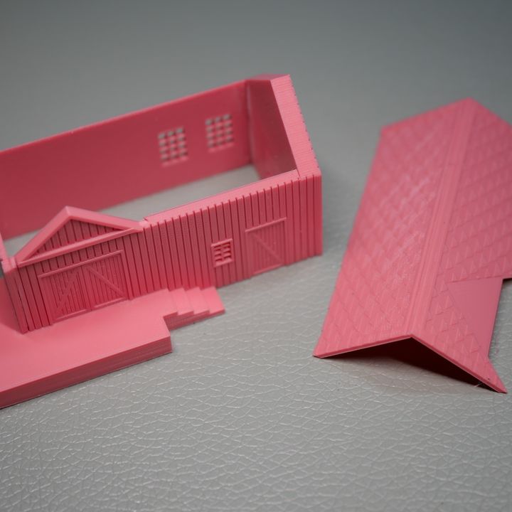 3D Printable Station Building For N-Scale Model Train Layout by Isabell T.