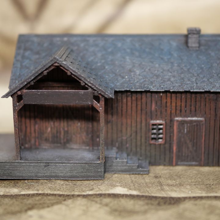 3D Printable Station Building For N-Scale Model Train Layout by Isabell T.