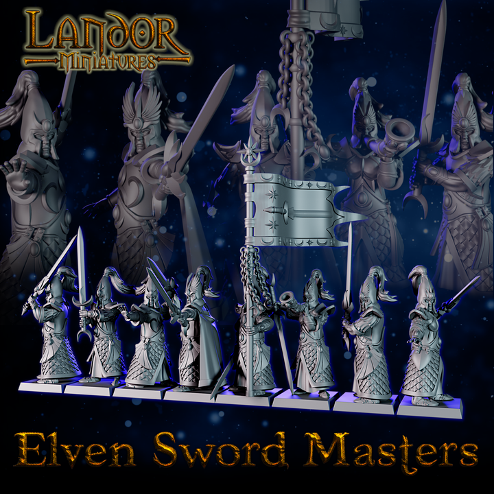 3D Printable Elven Sword Masters by Landor Miniatures