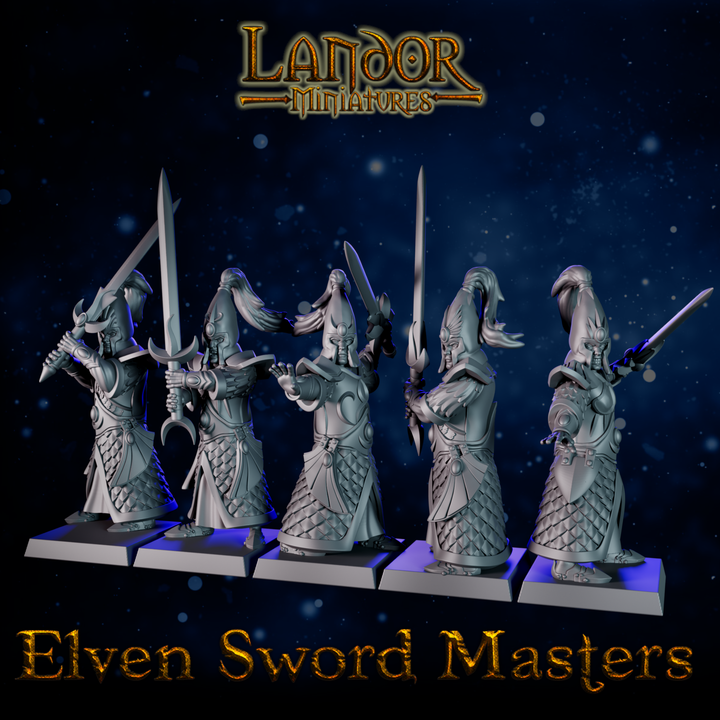 3D Printable Elven Sword Masters by Landor Miniatures