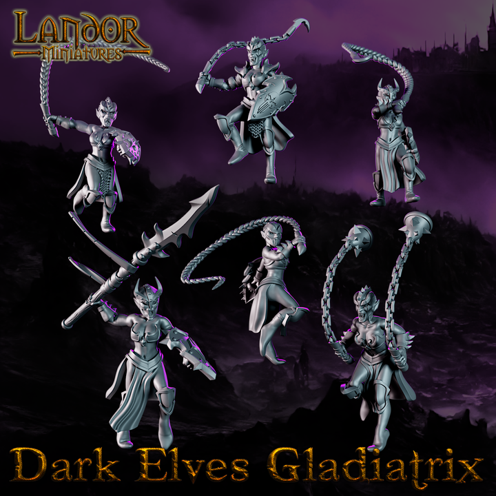 3D Printable Dark elves Gladiatrix by Landor Miniatures
