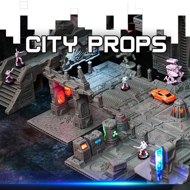 3D Printable Cyberpunk / Sci-fi props - LED lights by DecoQuest Workshop