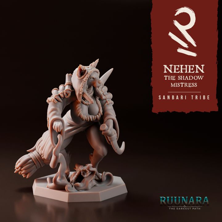 3D Printable RUUNARA - Nehen, the Shadow Mistress by EVOD - RUUNARA