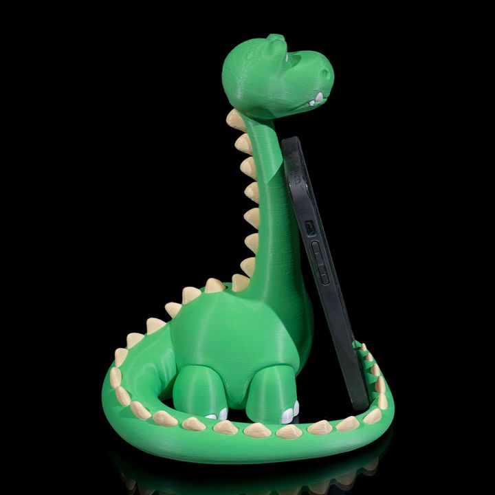 3D Printable Standing Dino Phone Stand by Stlflix