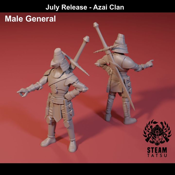 3D Printable Azai clan - Male General by Steam Tatsu