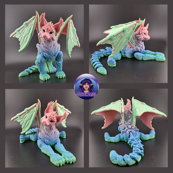 3D Printable Dragon Cat - Articulated Print-in-Place by MysticSaige