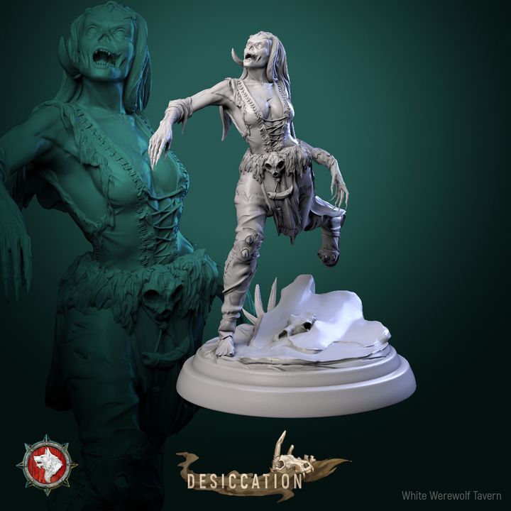 3D Printable Zombie Barbarians female 32mm set 6 miniatures pre ...