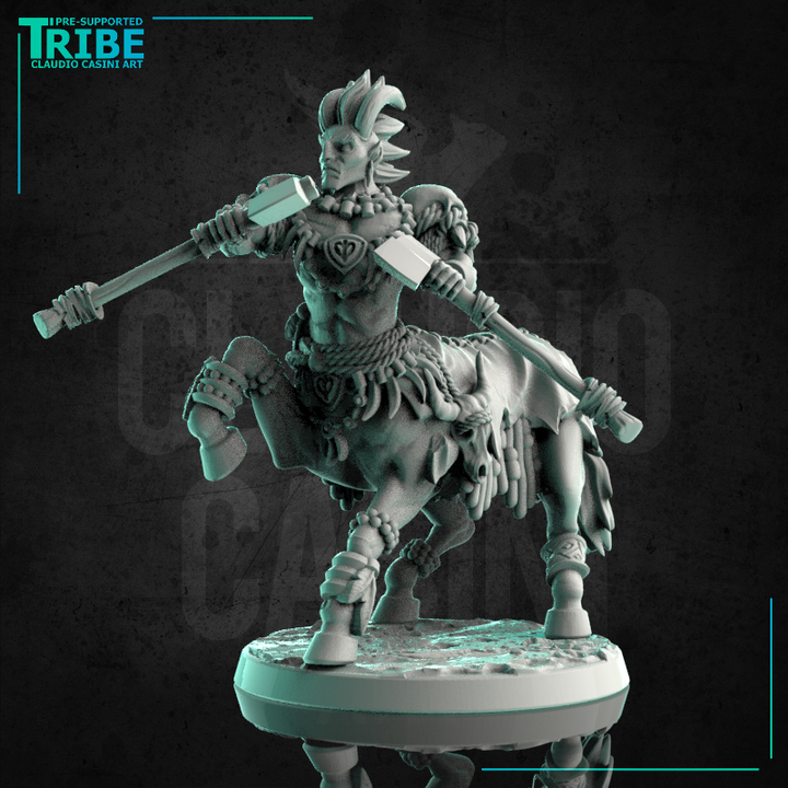 3D Printable (0221) Male centaur hunter ranger assassin with two axes ...