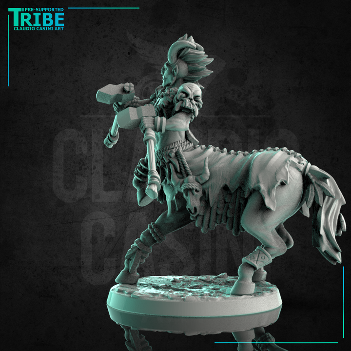 3D Printable (0221) Male centaur hunter ranger assassin with two axes ...