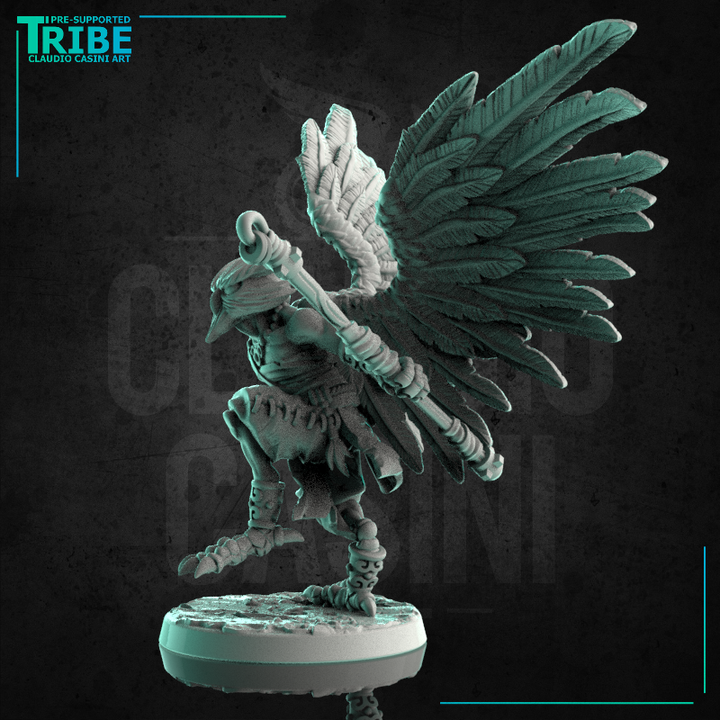 3D Printable (0220) Male featherfolk bird man folk monk with a club by ...