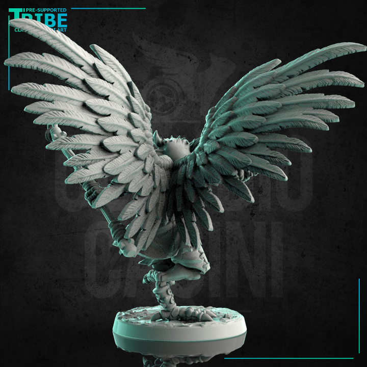 3D Printable (0220) Male featherfolk bird man folk monk with a club by ...