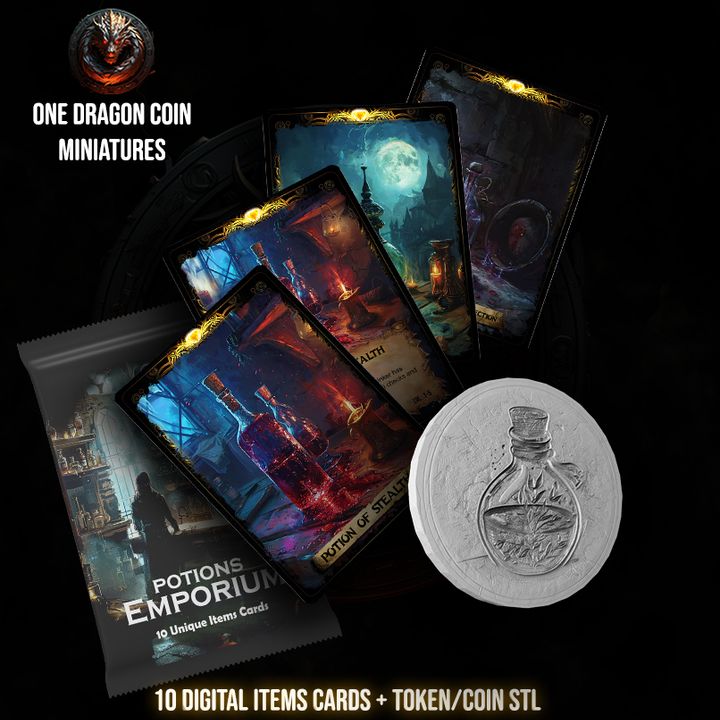 3D Printable POTION COIN, TOKEN & DIGITAL ITEMS CARDS by Spirit of ...