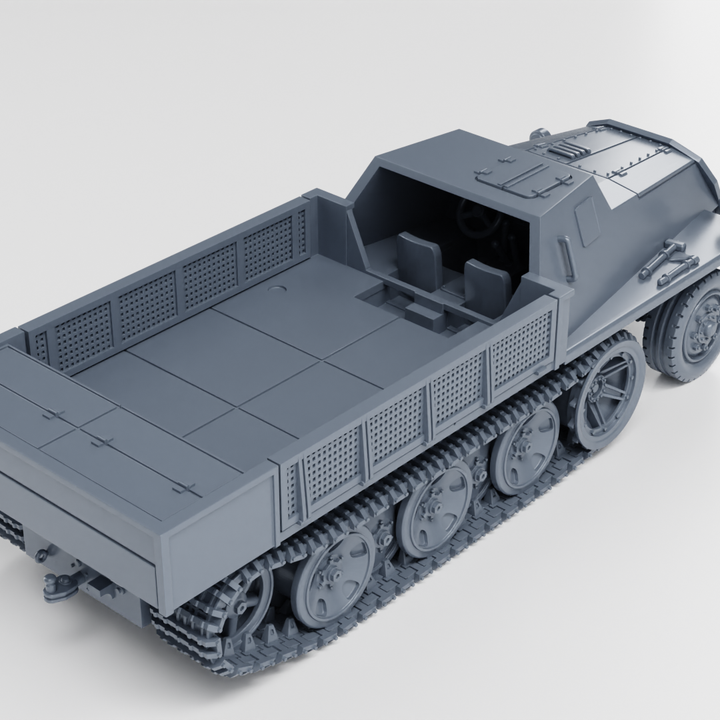 3D Printable Half-track Schwerer Wehrmachtschlepper (SWS) armored cabin + 37mm FlaK37 + 20mm ...