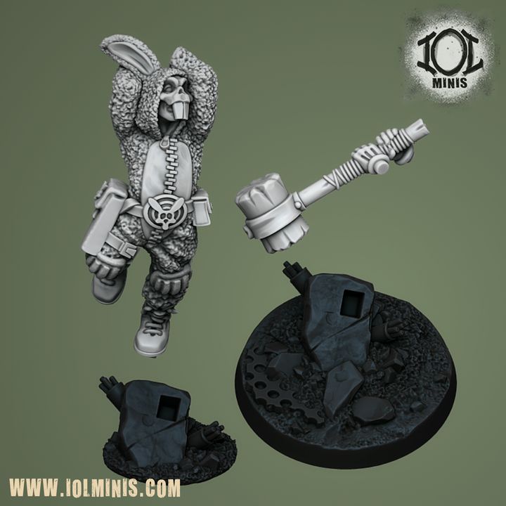 3D Printable Fuzzy, Bunny Clanner with Hammer by Imitation of Life ...