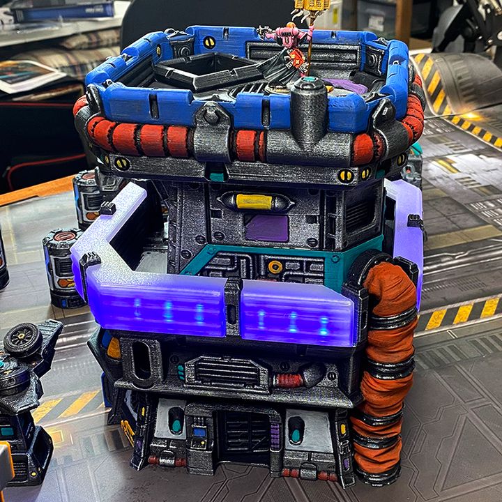 3D Printable Cyberpunk LED lights tower by DecoQuest Workshop