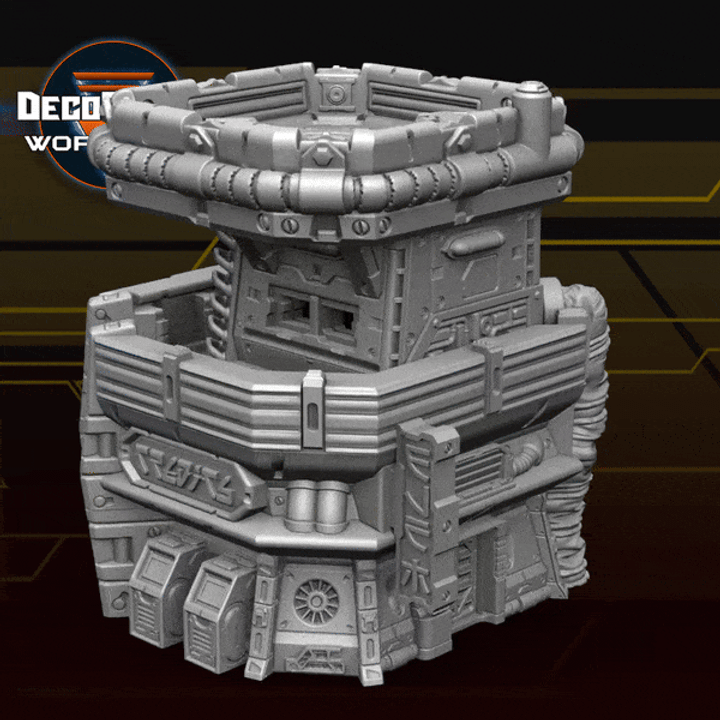 3D Printable Cyberpunk LED lights tower by DecoQuest Workshop