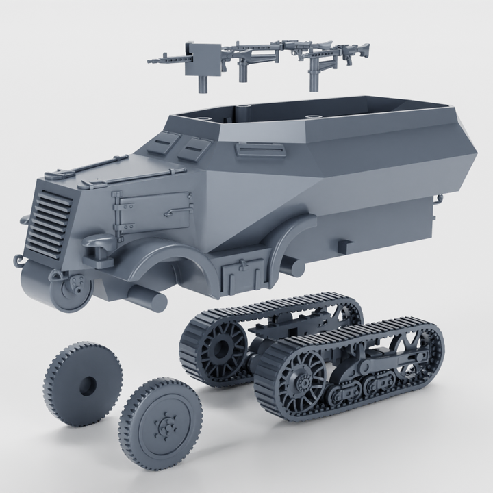 3D Printable Half-track Unic 304(f) Schutzenpanzer Wagen APC (Germany, WW2) by Wargame3d